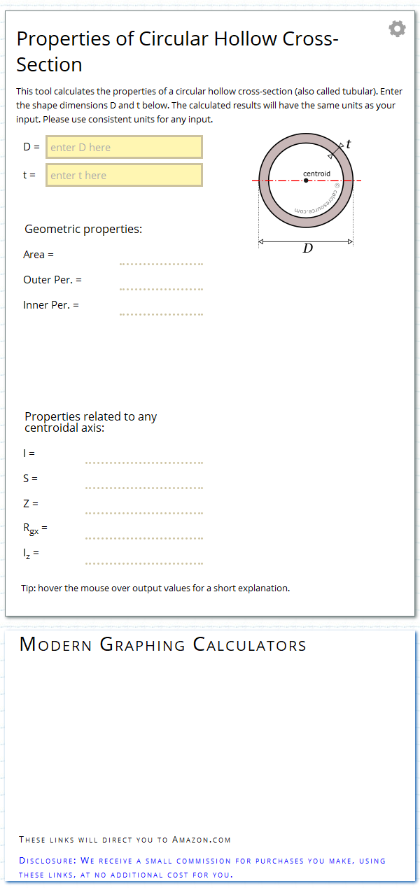Properties of circular hollow cross-section - calcresource