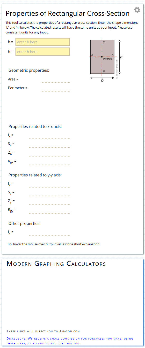 Properties of rectangular cross-section - calcresource