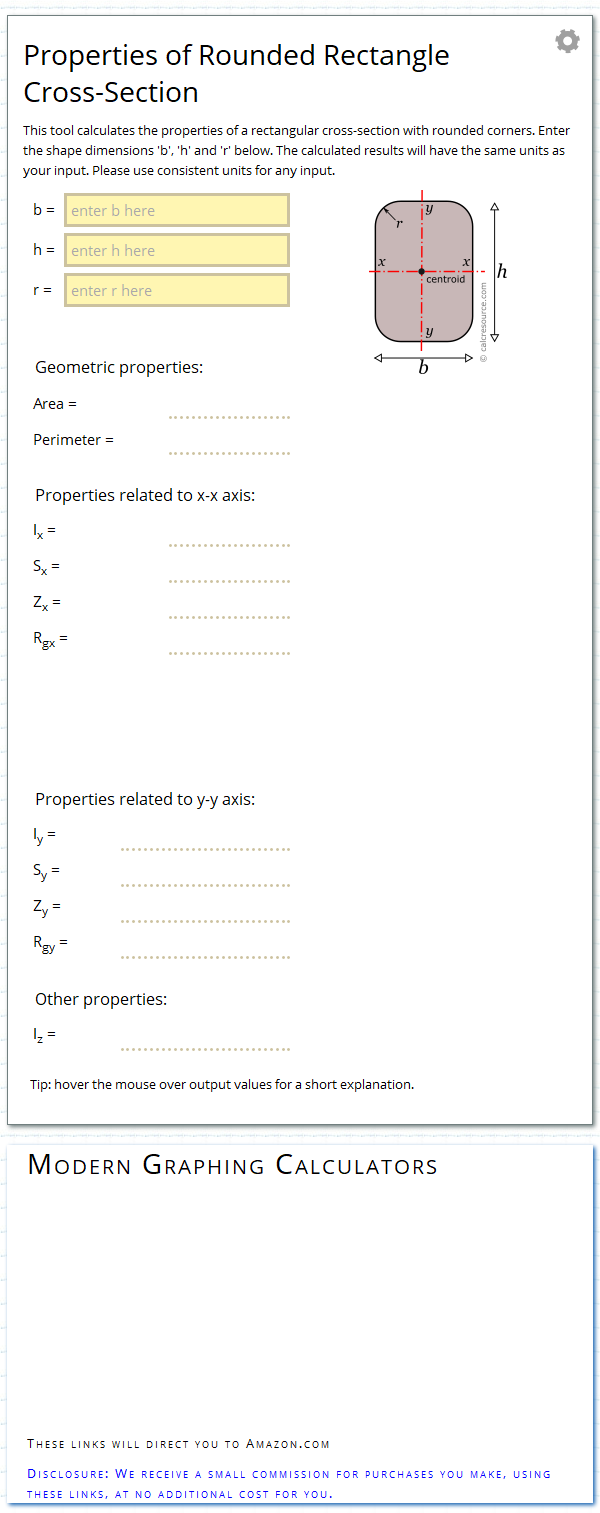 Properties of rounded rectangle cross-section - calcresource